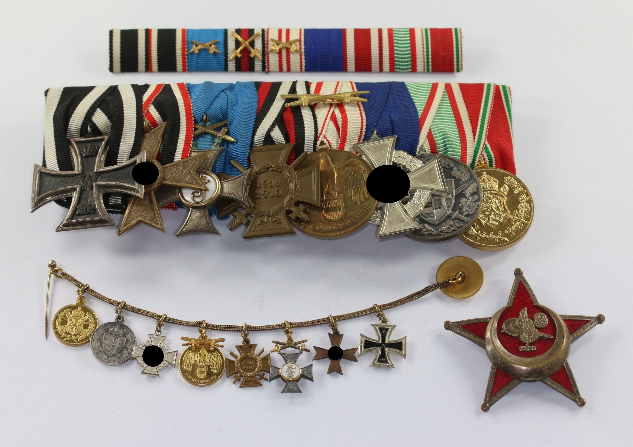 Ordenschnalle 8X + Fedspange, Kette und Eisernen Halbmond Oberst Hubert ...