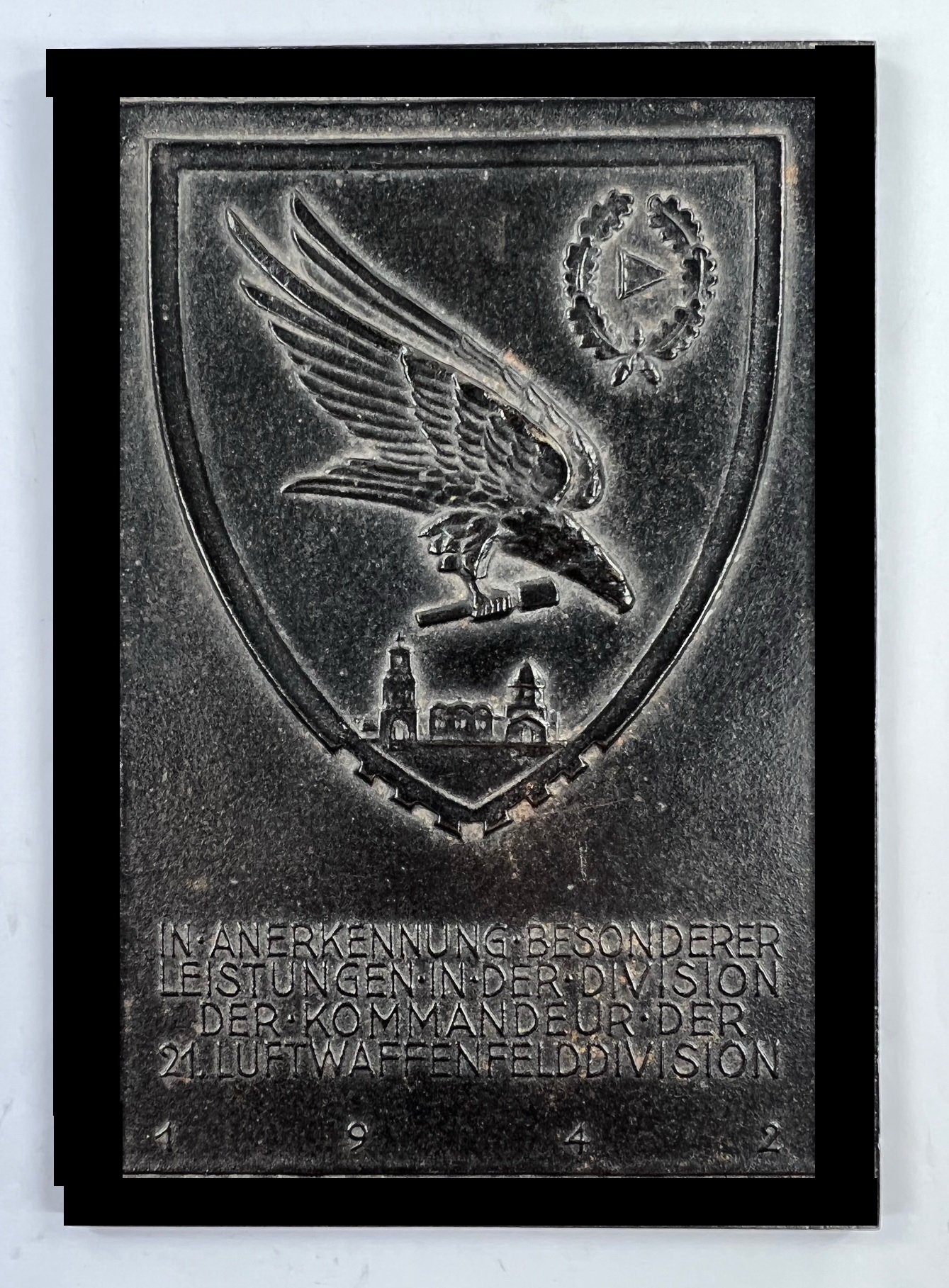 Luftwaffe plaque in recognition of special achievements in the division ...