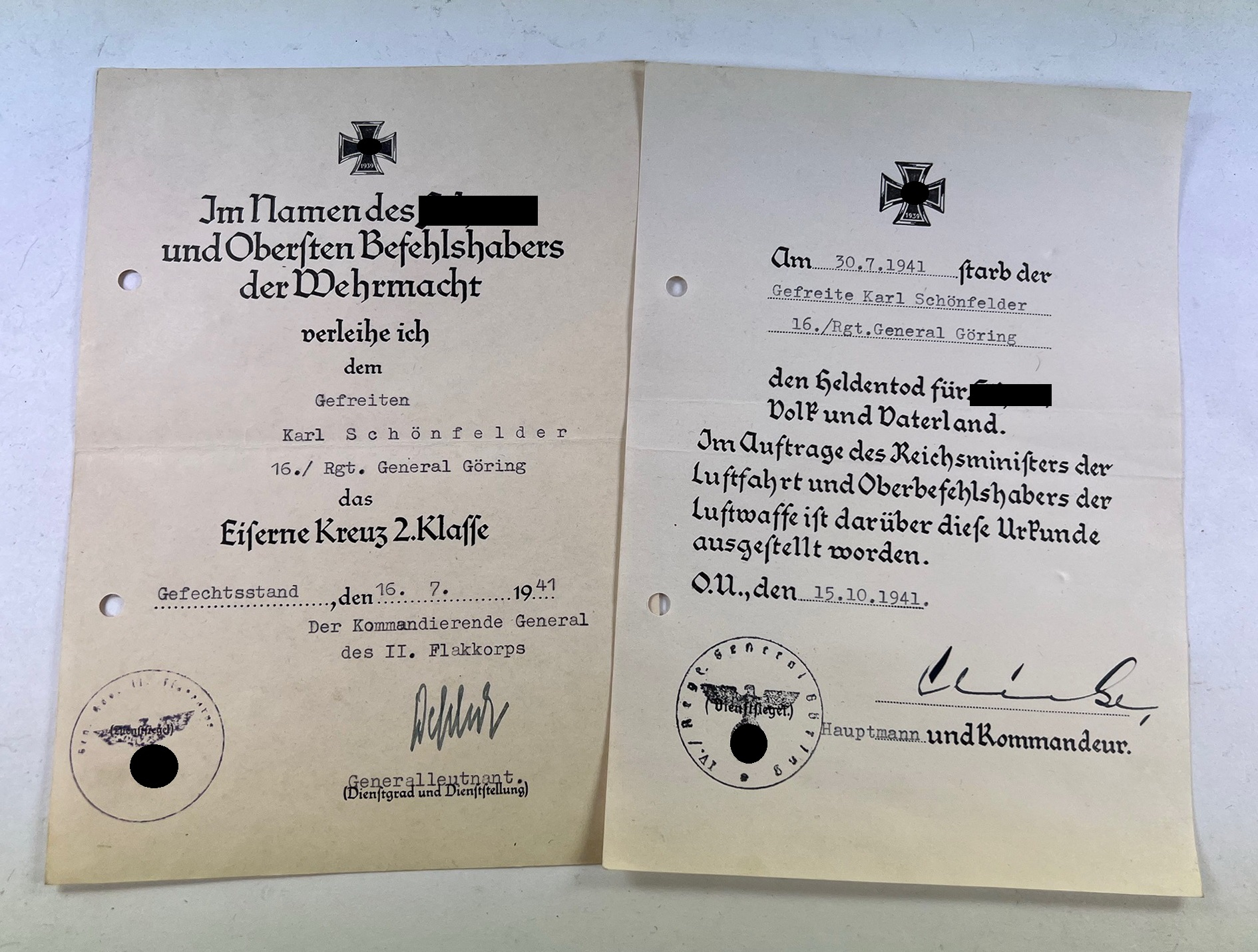 Nachlass, Regiment General Göring
