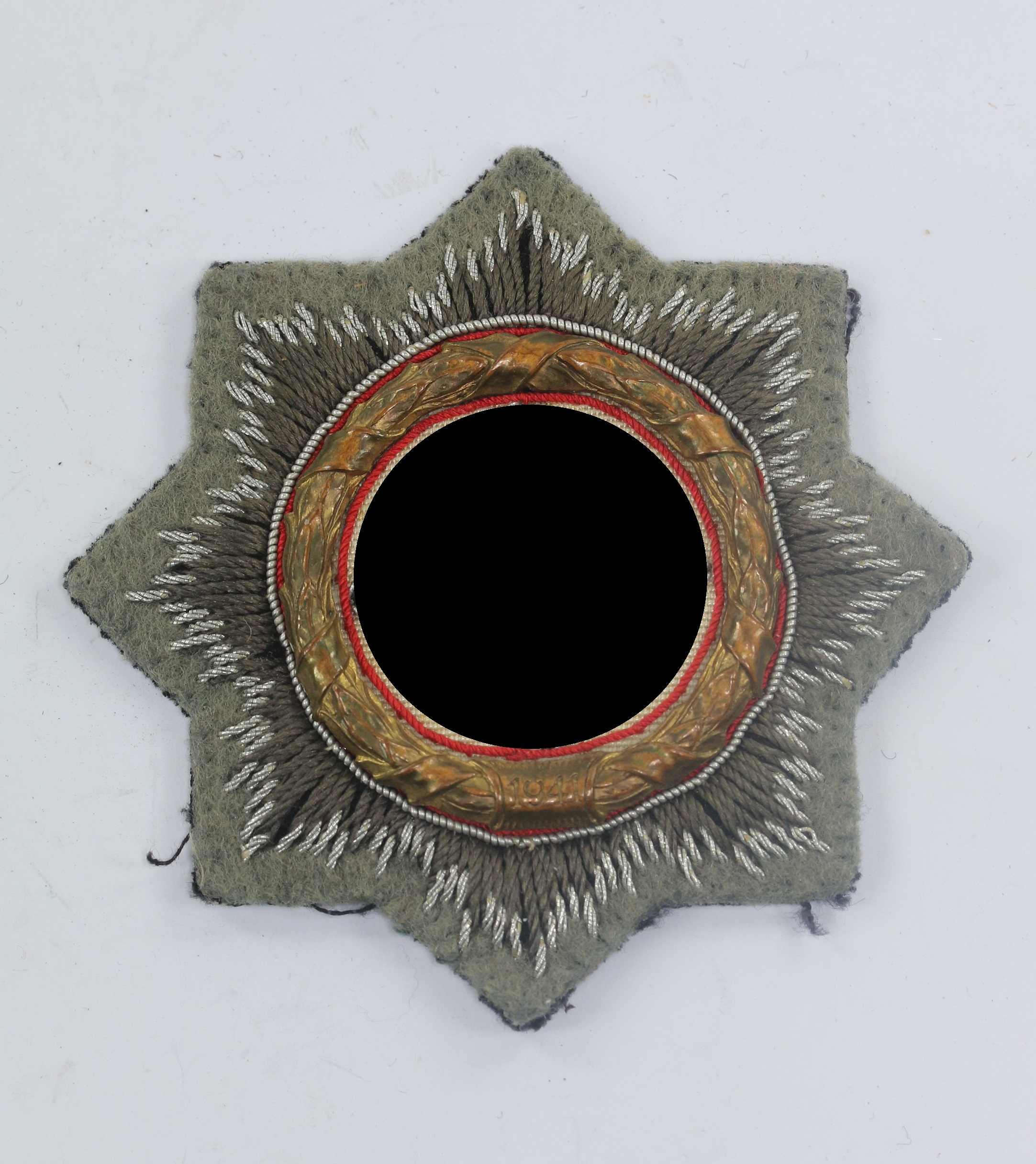 German Cross in Gold on military fabric, Hst. HS (Hermann Schmuck & Cie ...